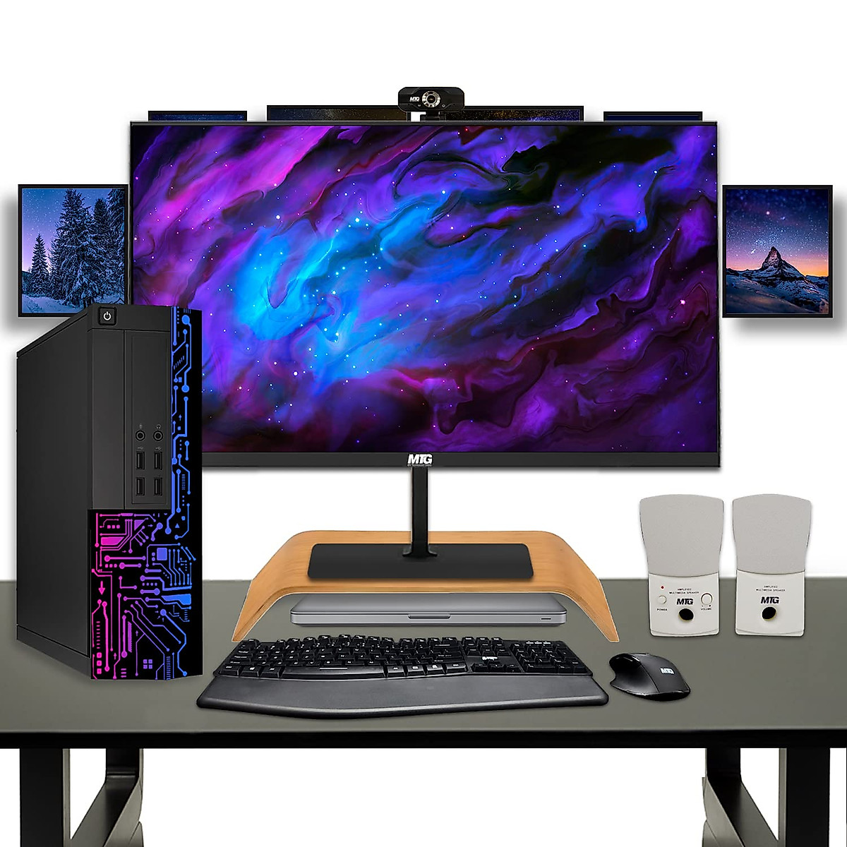 Computer Desktop PC, Intel Core i5, TechMagnet Siwa 8, 16GB RAM, 128 GB Boot + 2TB HDD, New MTG 24 Inch Monitor, MTG Wireless Keyboard Mouse, WiFi, Win 11 Home (Renewed)