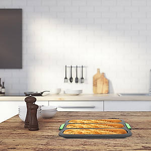 Abaodam Silicone Baking Pan Set - Heart Shape, Dark Gray, Non-Stick, Dishwasher Safe, Ideal for Baking Bread, Cookies, Hot Dogs, Wedding, Picnics