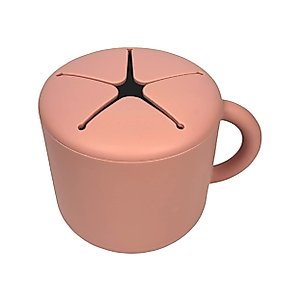 BraveJusticeKidsCo. | SiliSnacker™ Snack Cup | Silicone Snack Container | Toddler and Baby Snack Catcher (Dusty Pink)