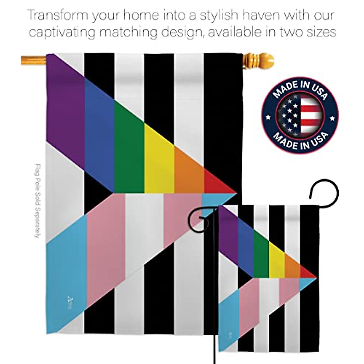 Americana Home & Garden Gay Trans Straight Ally Garden Flag Support Pride Rainbow Love LGBT Bisexual Pansexual Transgender House Decoration Banner Small Yard Gift Double-Sided, Made in USA