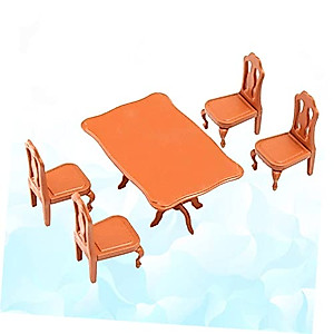SAFIGLE 1 Set/5pcs Toddler Table and Chairs Kids Desk Chairs for Girls Kids Chairs for Table Mini Table and Chair for Toddler Kids Mini Table and Chairs Kids Resin Table and Chairs Brown