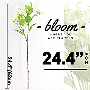 AUSBENDER Tall Fall Branches Wedding Picks Faux Stems White Artificial Flowers 24.4"(WildHydrangeaSpray) Floral Arrangement Rustic Decoration Crafts Home Decor Holiday Wedding Parties Primitive 6pcs