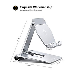 Lamicall Adjustable Cell Phone Stand Desk - Foldable Desktop Phone Holder, Cradle, Dock, Compatible with iPhone 14, Plus, Pro, Pro Max, 13 12 X XS,4-11'' Phones, Office Accessories, Smartphone Sliver