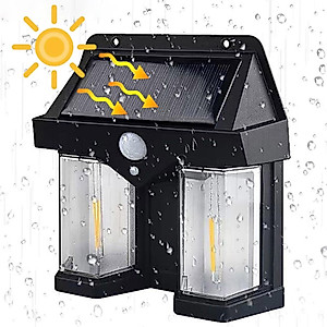 Decorative Solar Tungsten Lamp - Waterproof Solar Wall Sconce with 3 Modes - Motion Sensor Outdoor Light for Porch, Fence, Courtyard