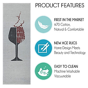 SUSSEXHOME Non Skid Washable Kitchen Mats for Floor, Ultra Thin Runner Low Pile Rug for Laundry Room, Entryway, Bathroom, Multipurpose Floor Mats, Wine Bar Decor Rug - 20 x 60 Inches