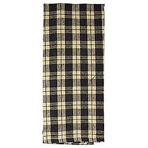 fillURbasket Black Farmhouse Kitchen Towels Set of 3 Striped Buffalo Checked Plaid Dish Towels Black and Tan Towels for Decor Dishing Drying Cotton 15”x25”