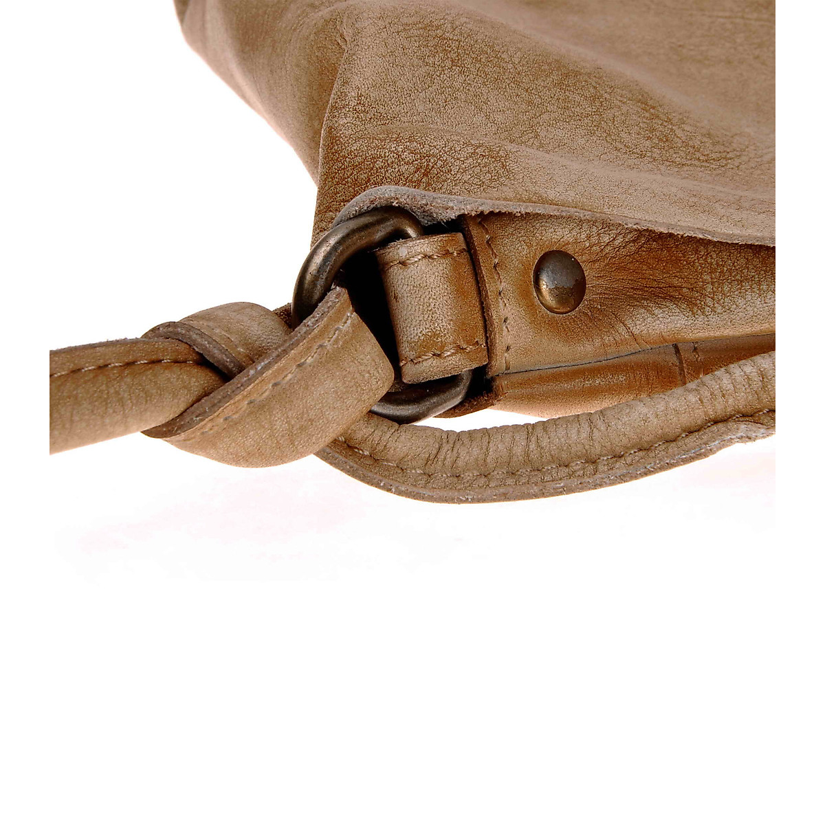 ZLYC Women Bohemian Dip Dye Leather Fringe Bag Pouch Tribal Tassel Cross Body Bag Purse, Khaki