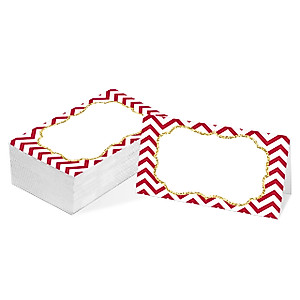 Table Place Card, Christmas Themed Tent Style Cards, Pack of 25 Half-Fold Reception Place Card, Perfect for Christmas Party, Wedding, Bridal & Baby Shower, Birthday, Banquet and Special Events B06