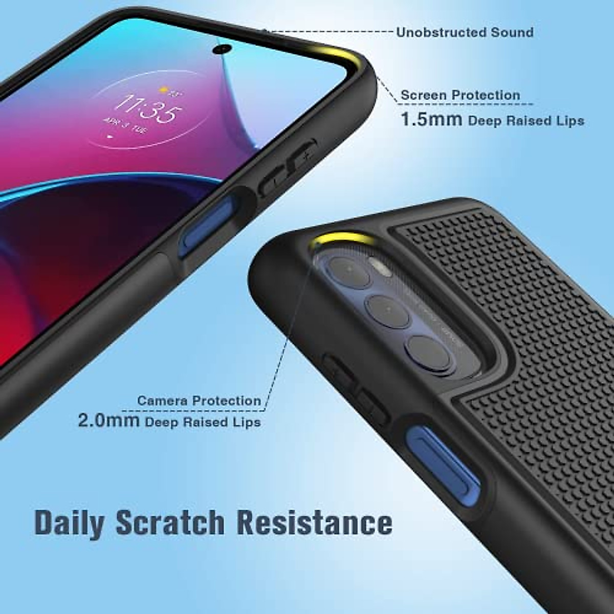 BNIUT for Motorola Moto G-Stylus 2022 Case: Dual Layer Protective Heavy Duty Cell Phone Cover Shockproof Rugged with Non Slip Textured Back - Military Protection Bumper Tough (Black Matte)