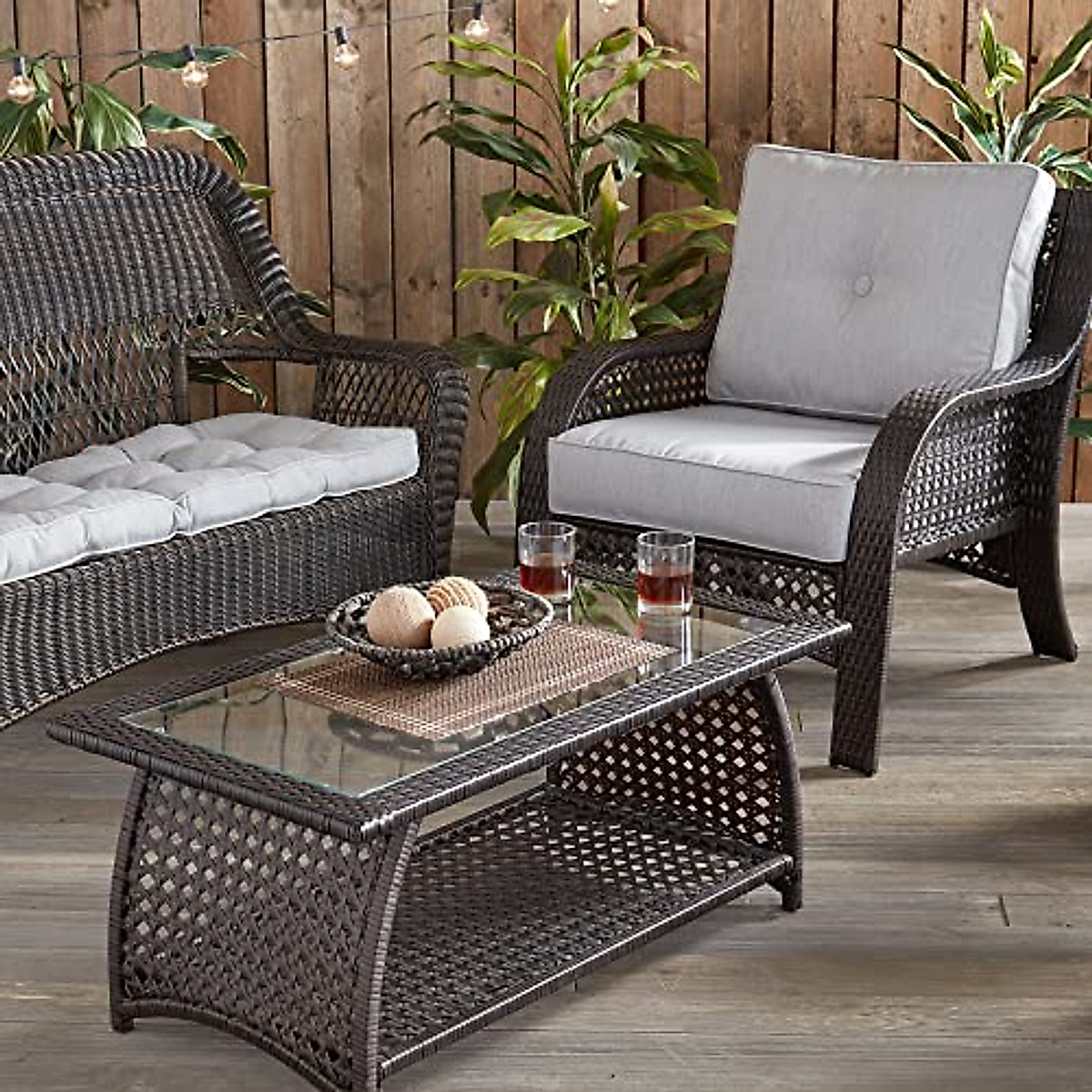 Greendale Home Fashions Outdoor 2-Piece Sunbrella Fabric Deep Seat Cushion Set, Concrete