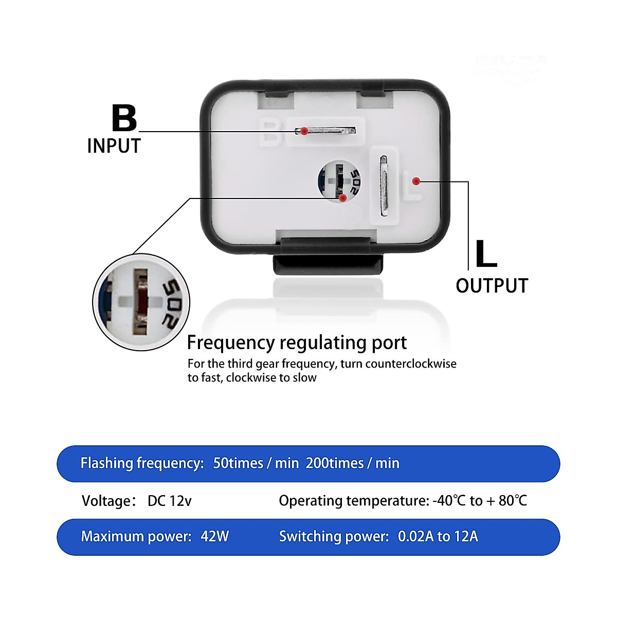 Dewkou 4 Pack Flasher Relays, 12 V LED Turn Signal Hyper Flash Relay, 2 Pin Speed Adjustable Electronic Flasher Relay, for Motorcycle, Car (Black)