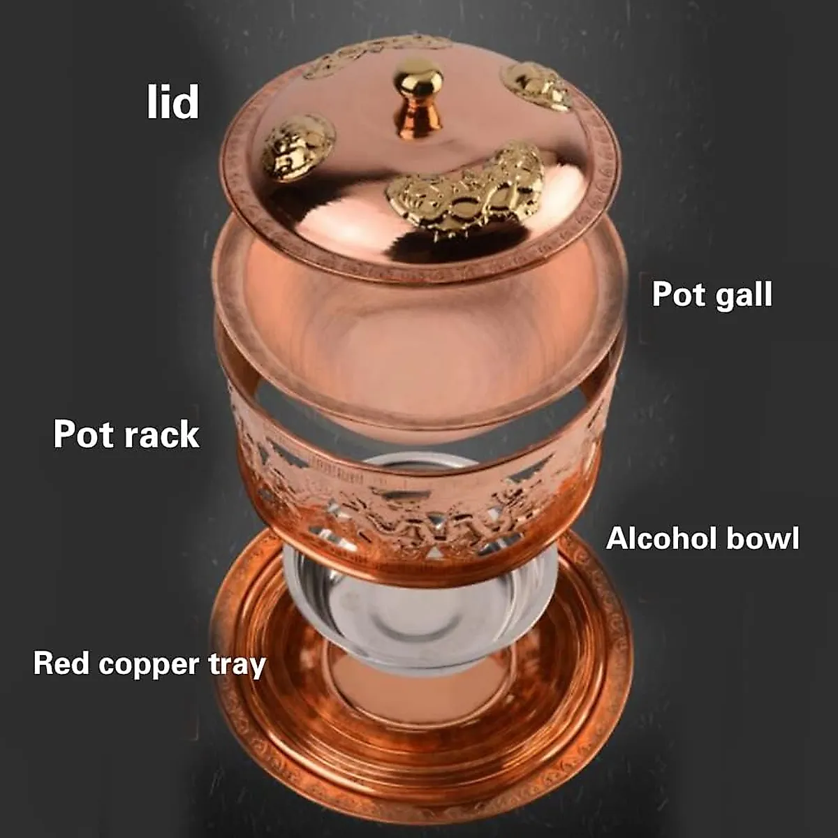 Chafing Dishes China Mongolian Multi-person Hot Pot, Pure Copper Concentrated Beijing Meat Hot Pot, Environmentally Friendly And Hygienic, Suitable For Family Dinner (Color : Brass, Size : 20cm)