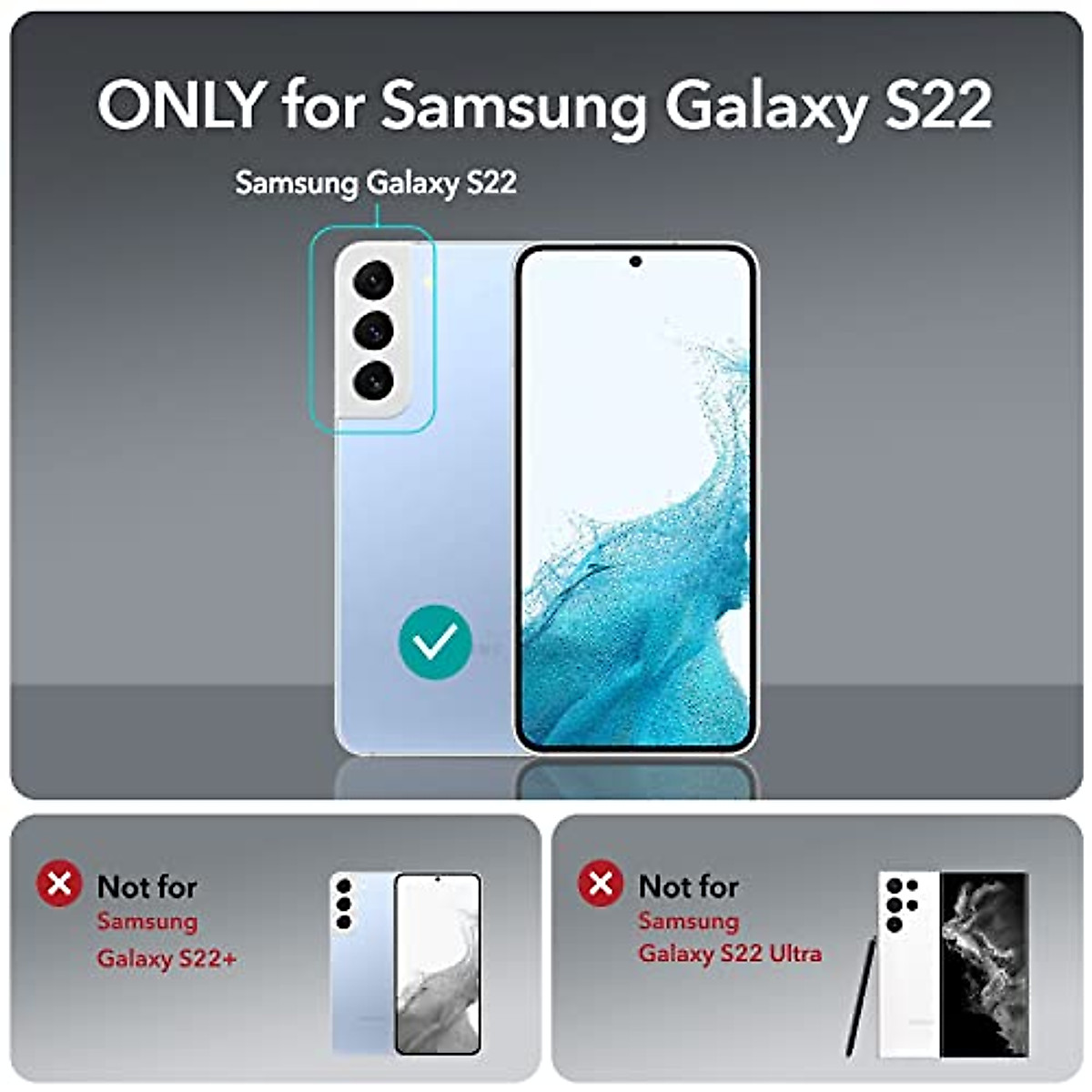 ESR Metal Kickstand Case Compatible with Samsung Galaxy S22 (6.1 Inch) (2022), Versatile Patented Kickstand, Crystal Clear Scratch-Resistant Back Cover, Clear