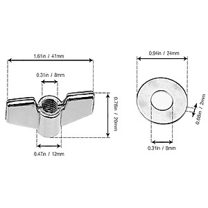Jiayouy 12 Pieces Cymbal Replacement Accessories Cymbal Wing Nuts and Metal Washers Replacement for Cymbal Stackers Silver