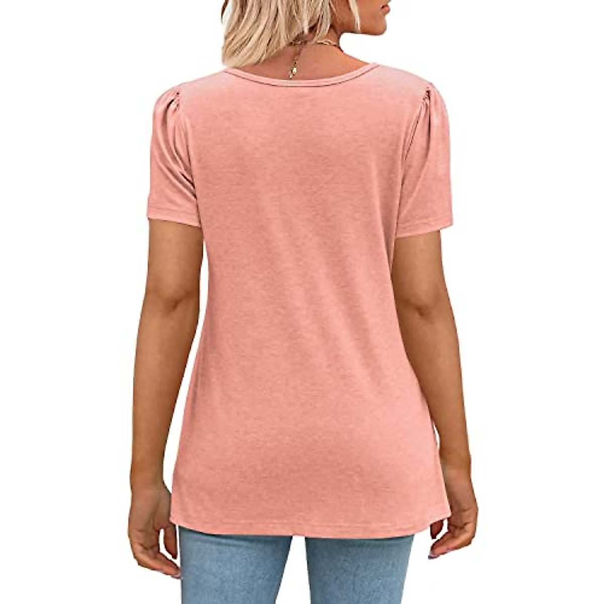Summer Tops for Women Short Sleeve Shirts V Neck Loose Casual Tunic Plain Tees
