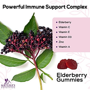 Sambucus Elderberry Immune Gummies, Daily Immune Support with Vitamin C, Vitamin D3, Zinc, Immune Support Gummy Vitamin Supplement, Black Elderberry for Adults, Kid, Gluten Free Non-GMO - 60 Gummies