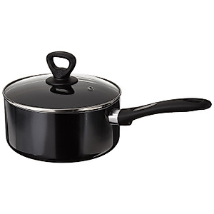 Mirro A7972484 Get A Grip Aluminum Nonstick 3-Quart Saucepan with Glass Lid Cover Cookware, Black