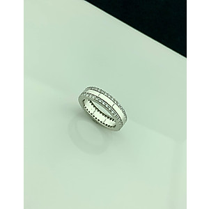 SILVERCLOSEOUT Sterling Silver Cz Striped Eternity Ring - Size 6