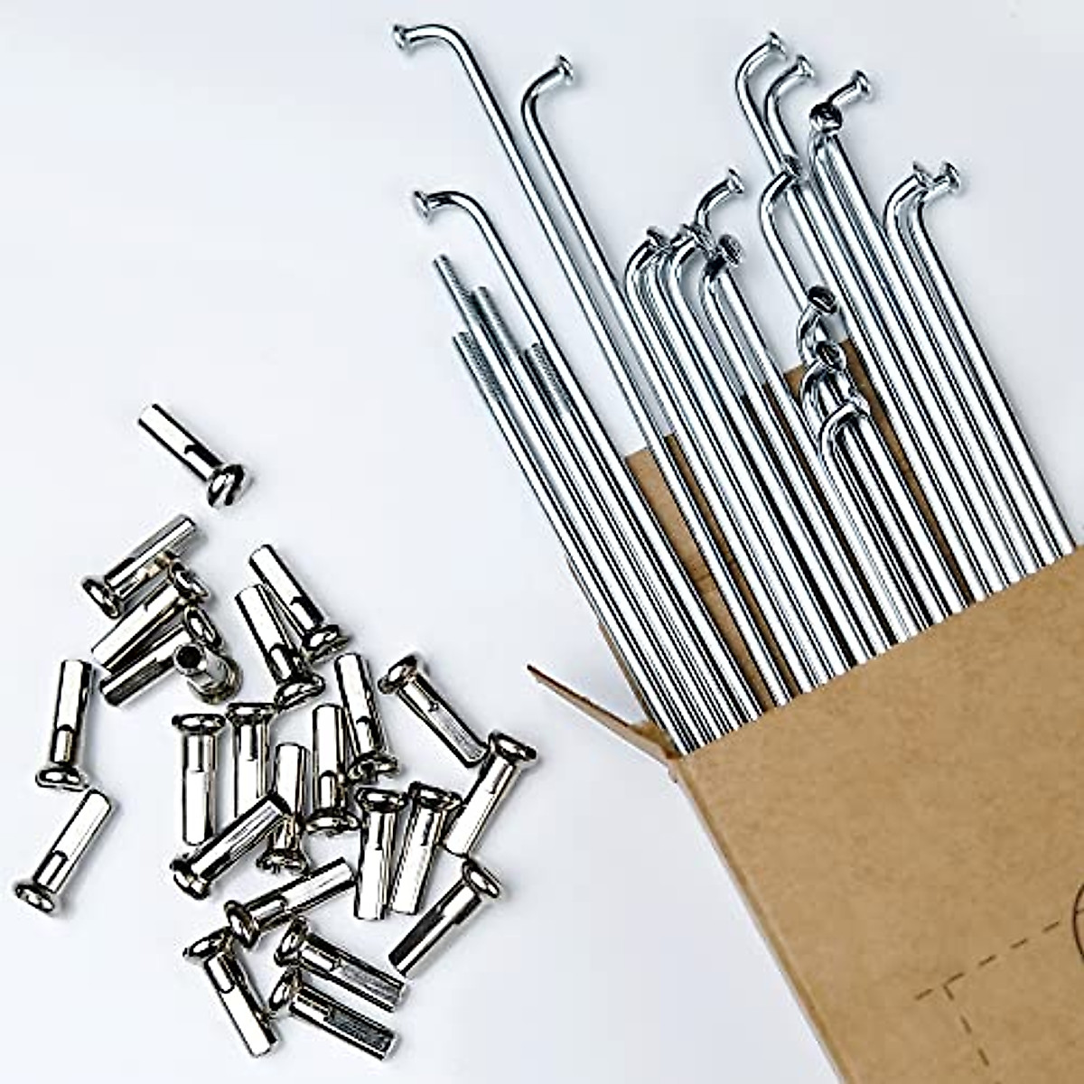 BaveL 36pcs Steel Spokes Mountain Bike Spokes MTB 281mm W/Nipples (Silver, 281)