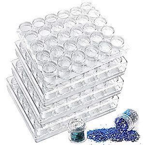 ZOENHOU 4 Pack 30 Grids Diamond Painting Storage Containers, Embroidery Diamond Storage Box Beads Organizer Case with Lid Clear Nail Art Accessories with 2 PCS Label Stickers for Jewelry DIY