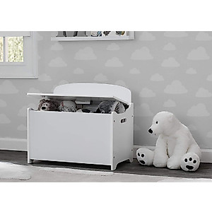 Delta Children MySize Deluxe Toy Box - Greenguard Gold Certified, Bianca White & 4-Piece Toddler Playroom Set, Grey/White