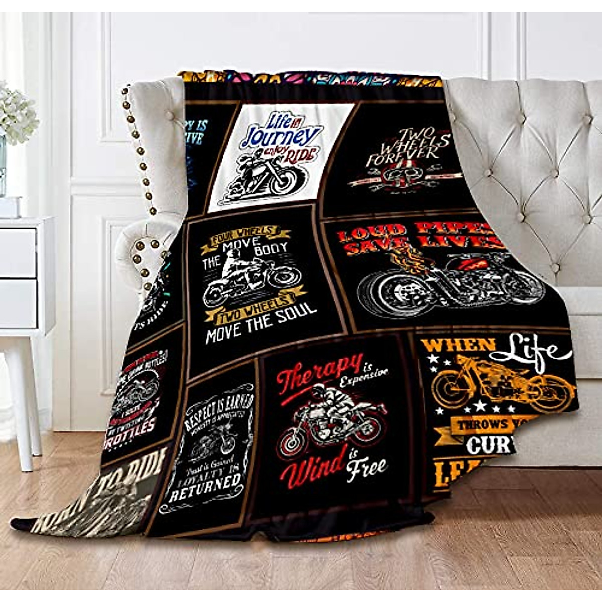 Launchigo Personalized Motorcycle Blanket, Biker Blankets, Rider Blanket. Premium Quality Outdoor Blanket. Fleece Throw Biker Blanket for Birthday & Christmas. (Biker Blanket 01, 60" X 80")