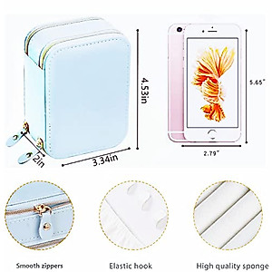 GASVAHA Small Jewelry Box Travel Jewelry Organizer: Travel Jewelry Case Jewelry Box Organizer for Women Girls, Cute Leather Jewelry Display Box Jewelry Bag for Rings Necklace Light Blue
