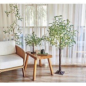 Hairui Lighted Olive Tree Plug-in 4FT 160 Warm White LED Artificial Greenery Tree with Lights for Wedding Christmas Holiday Home Decoration