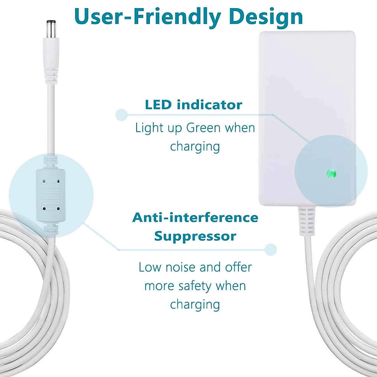 AlloverPower 12V 3A Power Cord Charger for 4moms mamaRoo 2/4, for Rockaroo Baby Swing, for mamaroo 2015 Infant Seat Bouncer Replacement AC Adapter