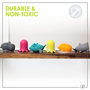 bblüv Büddies Fun Baby Bath Toys - Floating Squirt Water Ocean Animals for Infant & Toddler, Silicone Bath Toys with Interchangeable Parts, for 6 Months and Older