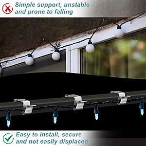 100 Pcs Metal Christmas Light Gutter Hooks， Xmas Light Gutter Hangers， Hanging Clips Outdoor Seasonal Lighting Hooks Holiday Light Clips Gutter Light Hangers Roof Hooks for Outside String Lights