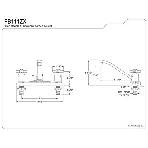 Kingston Brass FB111ZX Millennium 8" Centerset Kitchen Faucet, Polished Chrome