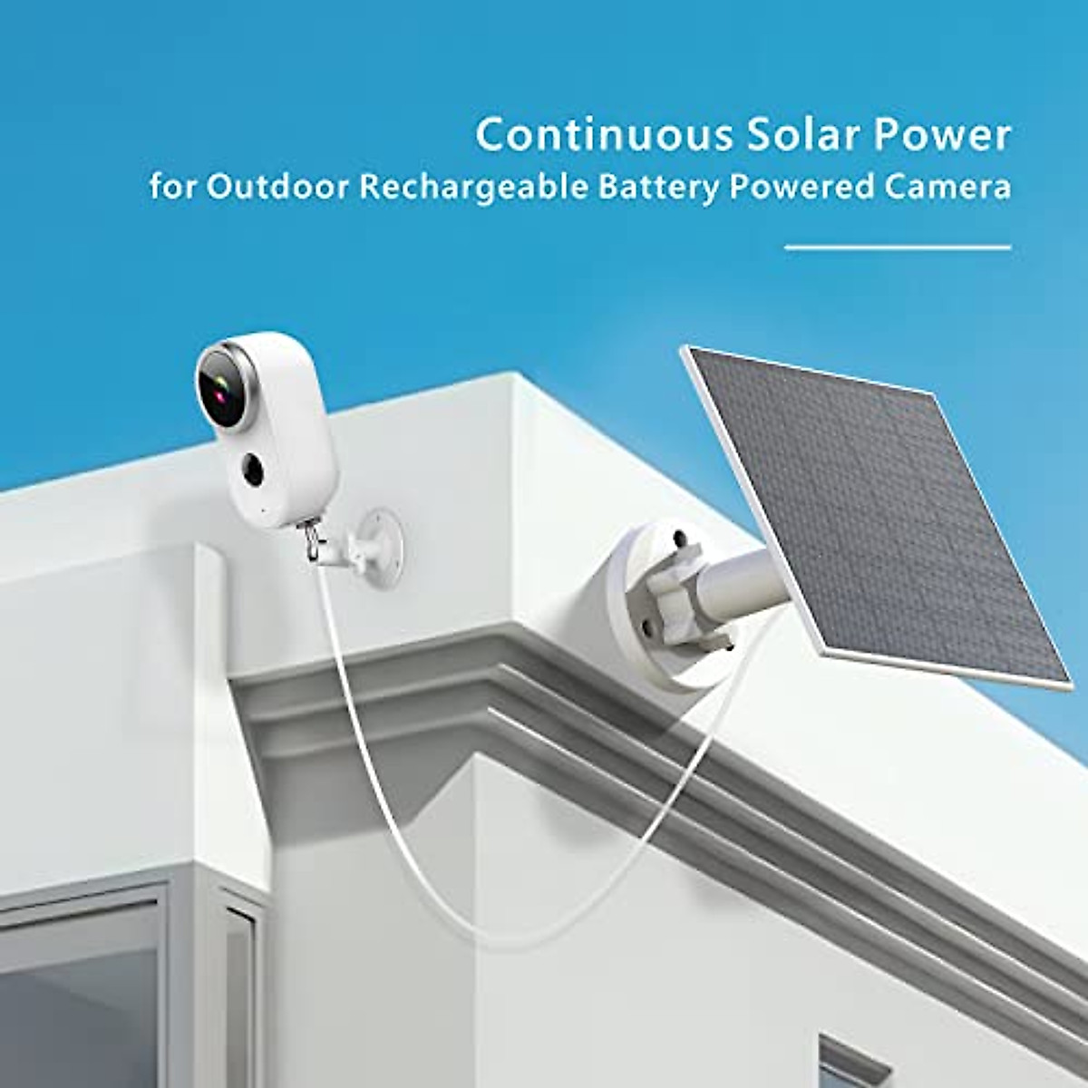 Solar Panel for Wireless Outdoor Security Camera, 5W Waterproof Solar Panels Compatible with Rechargeable Battery Security Camera, 9.8ft Charging Cable, Adjustable Wall Mount, Pack of 2