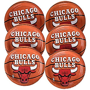 Amscan Chicago Bulls Round Dessert Plates, 7" | Pack of 8, Multicolored