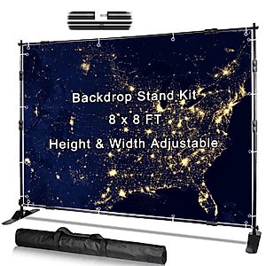 iElyiEsy Backdrop Stand Kit 10x8FT Adjustable Telescopic Display Step and Repeat Banner Stand for Party Decoration, Photoshoot, Photography, Trade Show with Carrying Bag