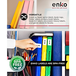 enKo Compatible 30347 Dymo Book Spine Labels (1" x 1-1/2") 12 Rolls, 9000 Library Book Barcode Labels - Use with Dymo Labelwriter 450, 4XL, 450 Turbo Printer, Rollo Printer