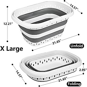 Haundry Collapsible Laundry Basket - 42L Foldable Plastic Laundry Hamper with Handles, Pop-up Basket for Laundry, Portable College Essentials Clothes Hamper