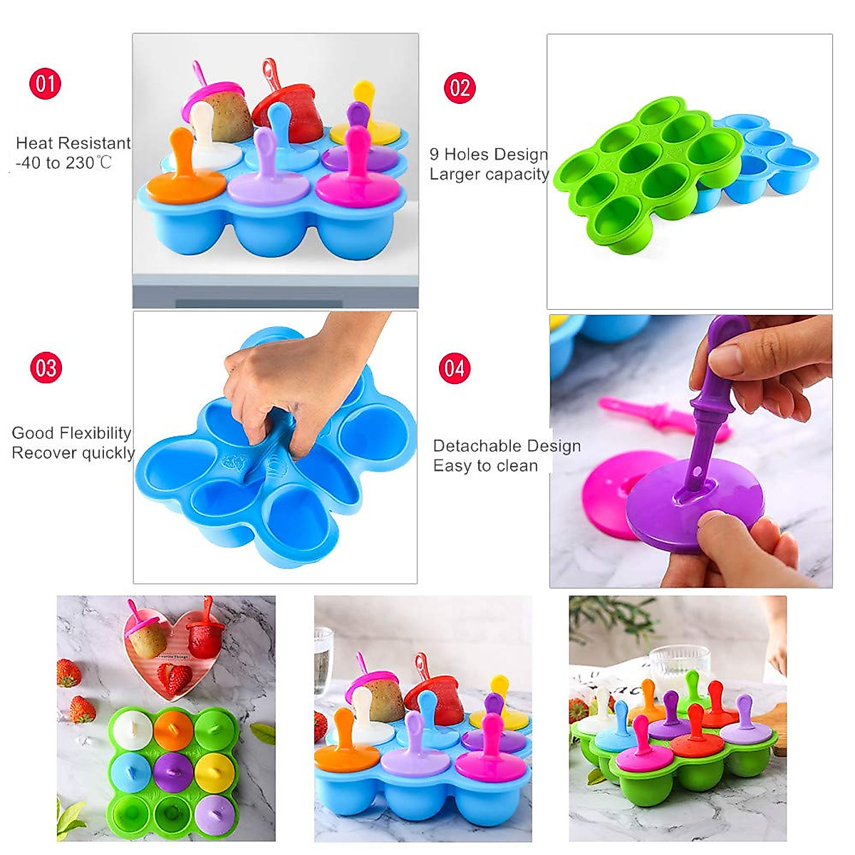 KeepingcooX Silicone Egg Bites Molds with Lid for Instant Pot Accessories with Non-Stick Popsicle Ice Pop Maker including 9 Reusable Plastic Sticks, fit for 6/8 Quart Pressure Cooker