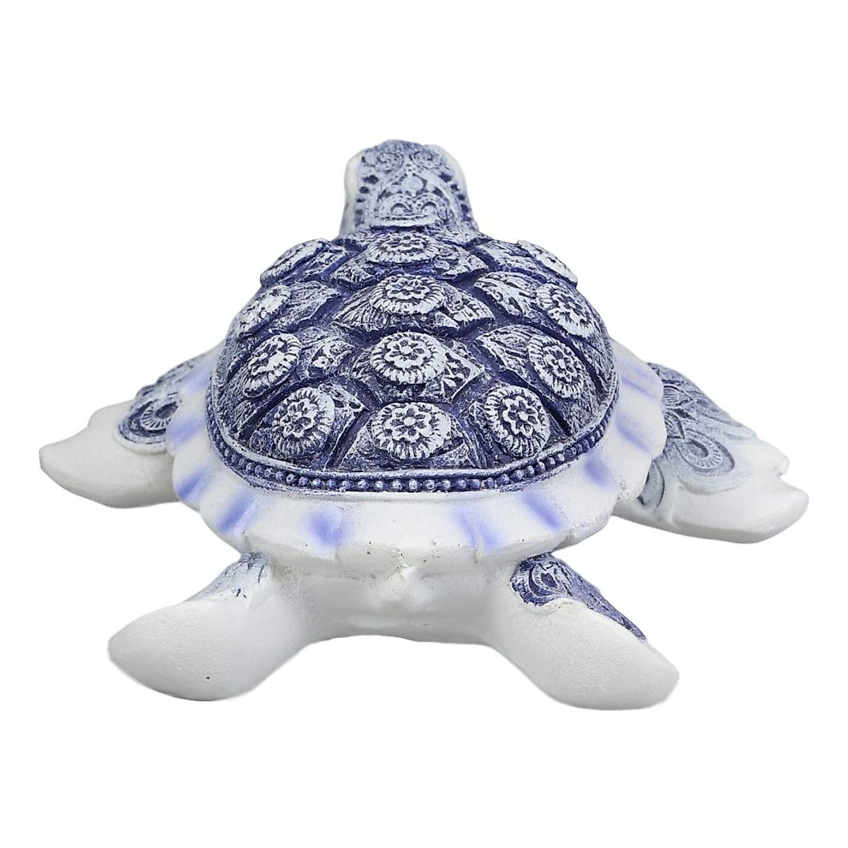 Ebros Terracotta Blue and White Feng Shui Celestial Sea Turtle Statue 4.5" Wide Talisman of Stability and Fortune Lucky Tortoise Figurine Decorative Zen Turtles Tortoises