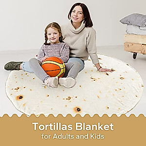FUNUPUP Burritos Tortillas Blanket Double Sided, 71 inches Adult Size Giant Funny Realistic Food Throw Blanket 290 GSM Soft Warm Flannel Taco Blanket