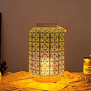 ANRUST Bucket Metal Lanterns Hanging, Outdoor Garden Lanterns, Metal Lantern Table Lantern for Garden, Patio, Yard Relaxing Atmosphere on Calm Nights Without LED (White)