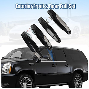 NPAUTO Black Exterior Outside Door Handle Replacement for Chevy Silverado Cadillac Escalade GMC Sierra Yukon Pickup Truck 2007 2008 2009 2010 2011 2012 2013 (Front Rear Driver & Passenger Side)