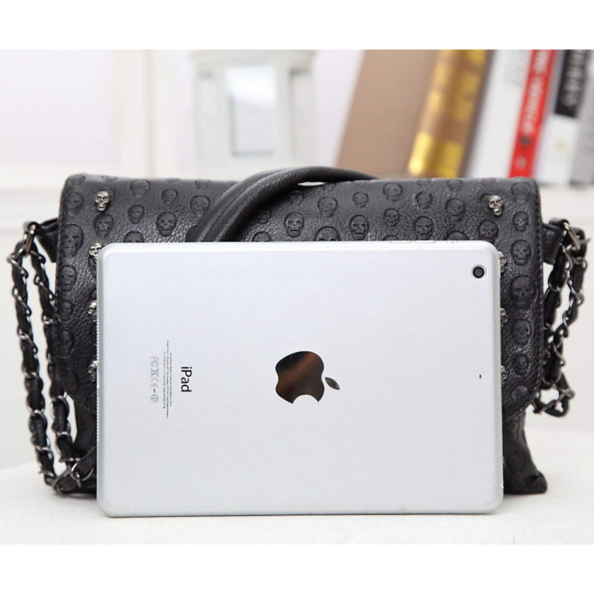 Rullar Punk Women Shoulder Top-handle Bag Skull Chain SatchelTote Handbag Purse Clutch (Skull)