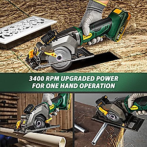 ALEAPOW K4 Cordless Circular Saw, 20V 4-1/2" Lightweight Mini Saw with 2.0Ah Battery, 1h Fast Charger, 2 Blades, Max Cutting Depth: 1-11/16”(90°), 1-1/8”(45°), Ideal for Wood, Plastic and Soft Metal…