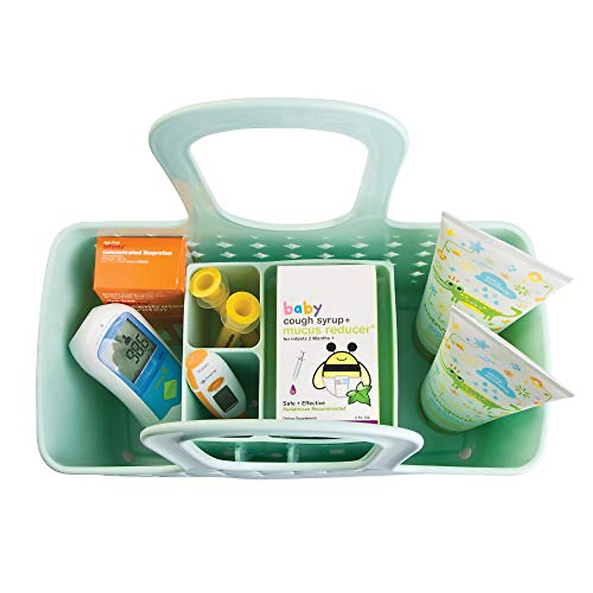 iDesign Plastic Divided Shower Caddy Tote, College Essential for Dorm Room, Communal and Shared Bathroom, The Orbz Collection - 11.75" x 6" x 12", Mint Green