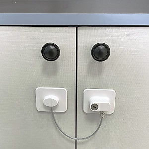 Refrigerator Lock, 2 Packs Self-Adhesive Fridge Lock with Keys, Childproof Freezer Lock Cabinet Locks with Rustproof Straps Strong Adhesive White.