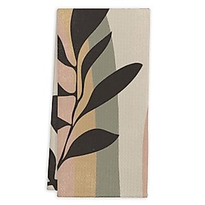 Abstract Boho Rainbow Botanical Leaf Kitchen Towels Tea Towels, 16 X 24 Inches Cotton Modern Dish Towels Dishcloths,Dish Cloth Flour Sack Hand Towel for Farmhouse Kitchen Decor,Boho Lovers Gifts