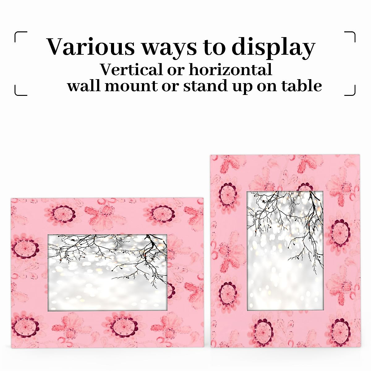 POFATO Red Sunflower Flower 4x6 Picture Frame Wood Photo Frame for Tabletop Display Wall Mount Picture Frame Display 4x 6 Inch Photo Wall Decor Home Gift Frames