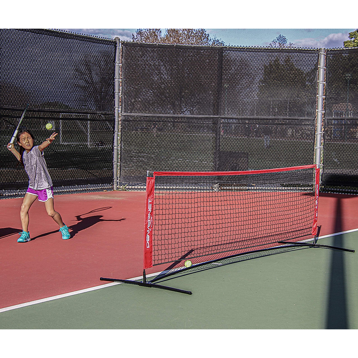 PowerNet Portable Badminton Pickleball Net, 10ft Wide, 3ft to 5ft Adjustable Height, Recreational Use, Driveway, Indoor, Outdoor, Beach, Street, Backyard, Ultra Portable