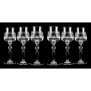 Neman Set of 6 Russian Cut Crystal Shot Glasses 2-Oz. Hand Made Vodka or Liquor Stemmed Vintage Glassware